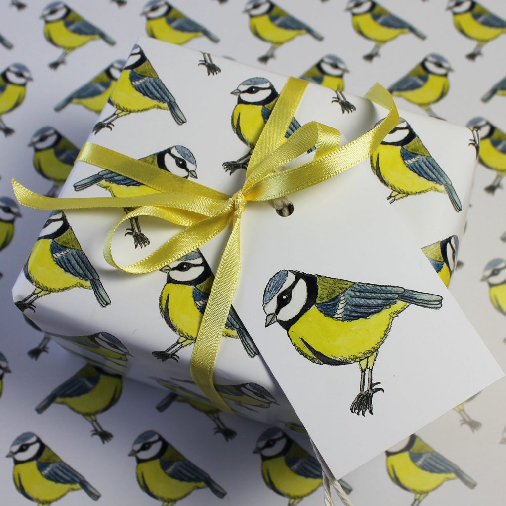 British Garden Birds Gift Wrap, Bird Quality Wrapping Paper with gift tags