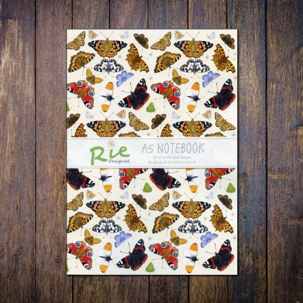 Butterflies A5 Plain Paper Recycled Notebook – Rie Designed