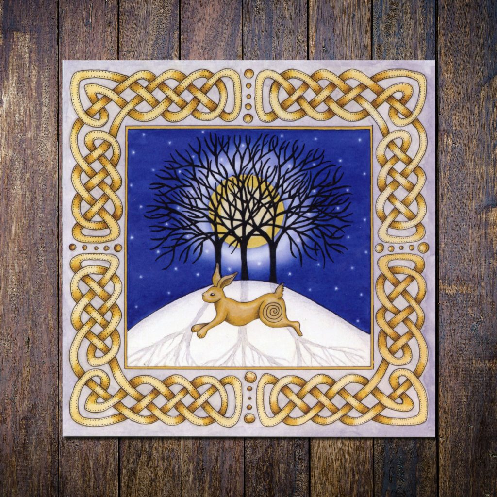 Celtic Hare Pagan Winter Solstice Christmas Card