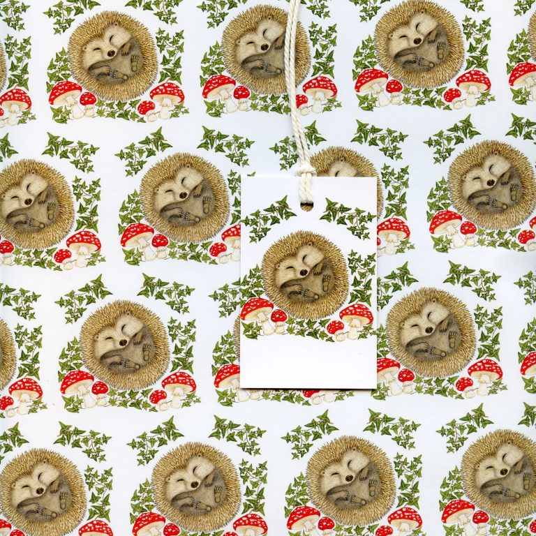 Christmas Hedgehog Gift Wrap, Wrapping Paper & Tags