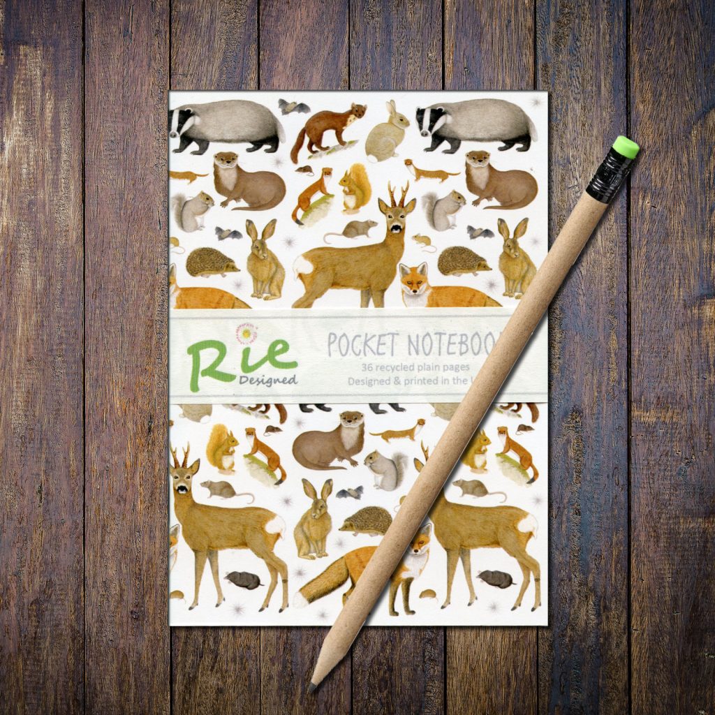 Wild Animals A6 Plain Paper Recycled Notebook