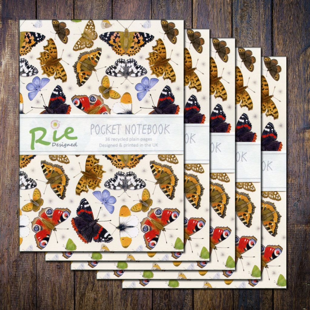 British Butterflies A6 Plain Paper Recycled Notebooks