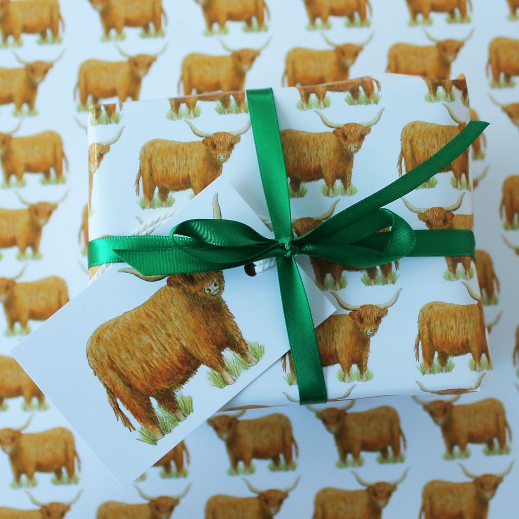 Highland Cow Gift Wrap, Highland Cow Wrapping Paper and Tags