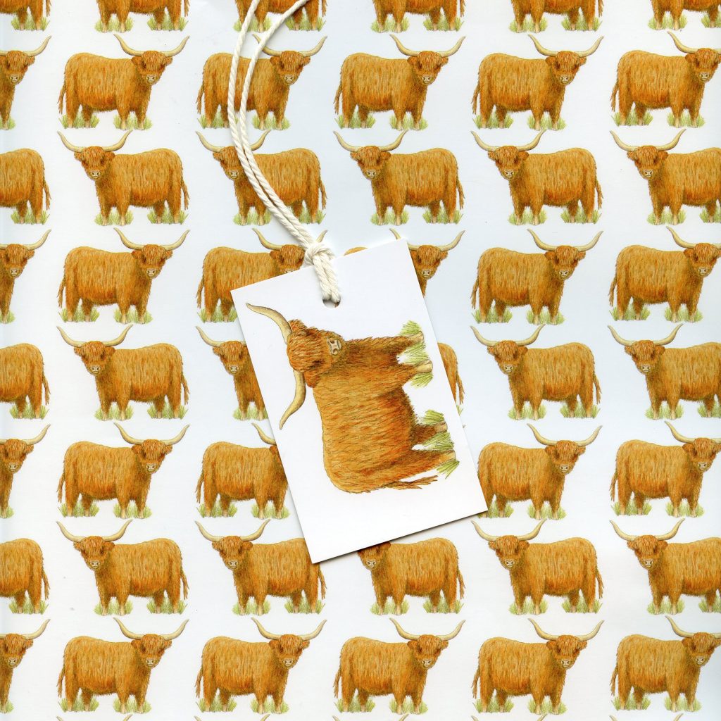 Highland Cow Gift Wrap, Highland Cow Wrapping Paper and Tags