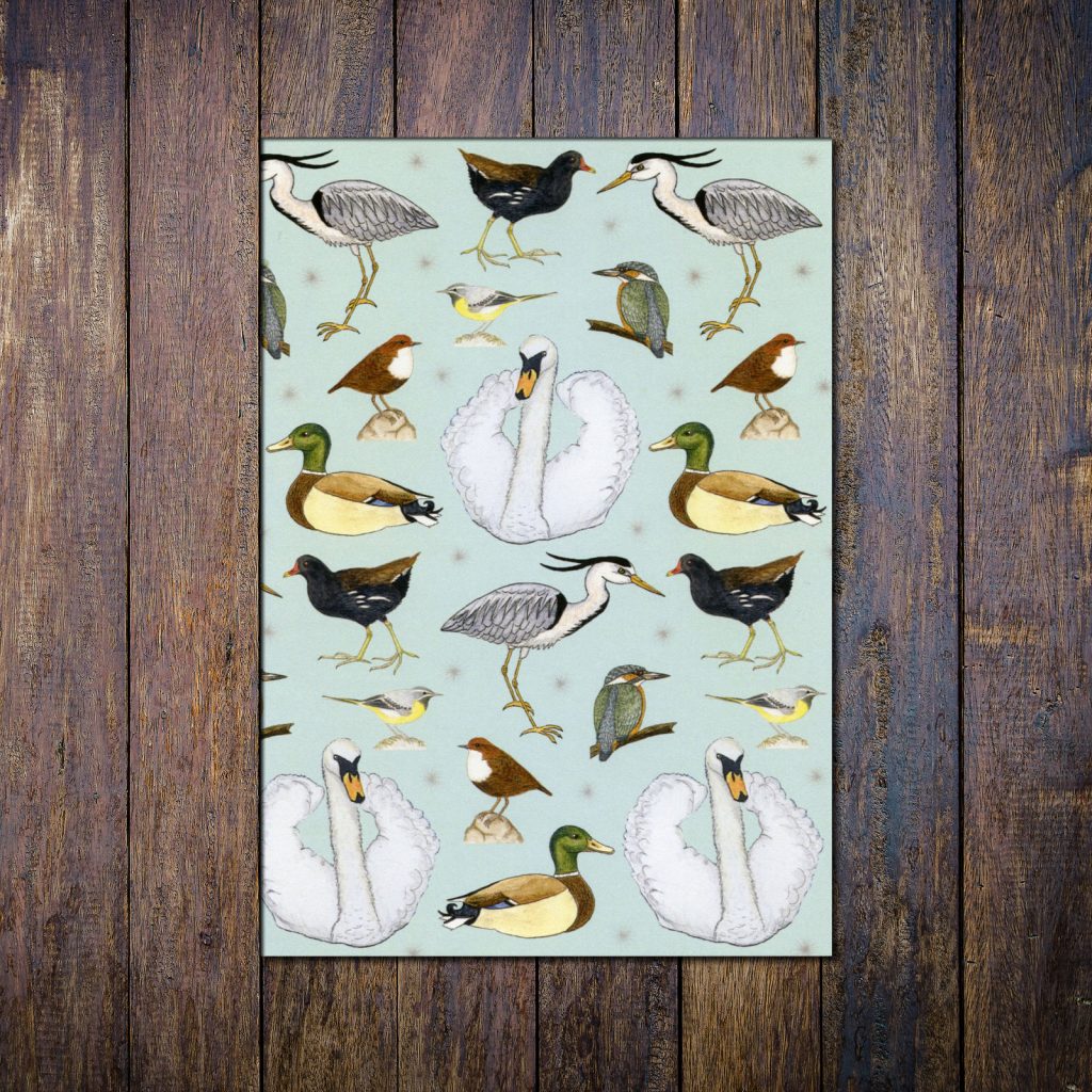 Water Birds A6 Plain Paper Recycled Notebook – Rie Designed
