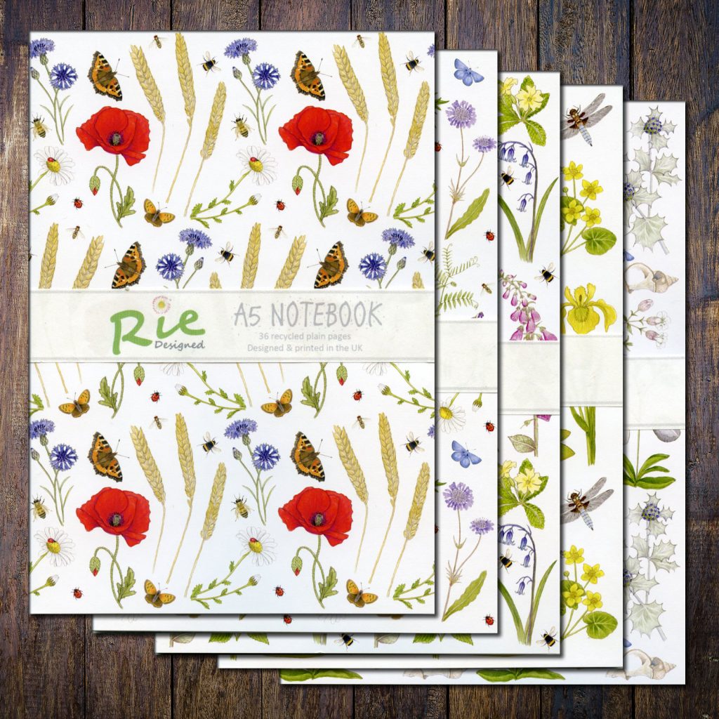 Wild Flower A5 Plain Paper Recycled Notebooks