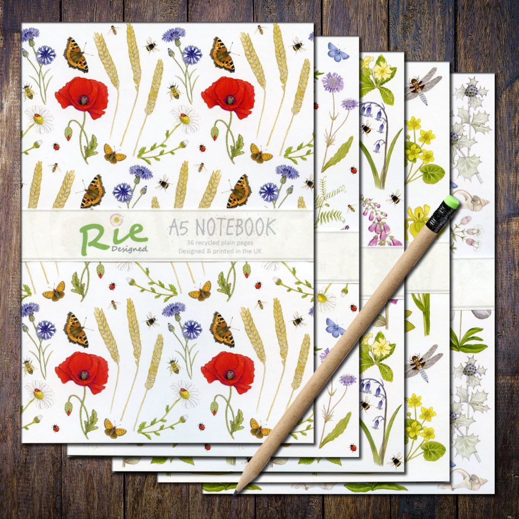 Wild Flower A5 Plain Paper Recycled Notebooks