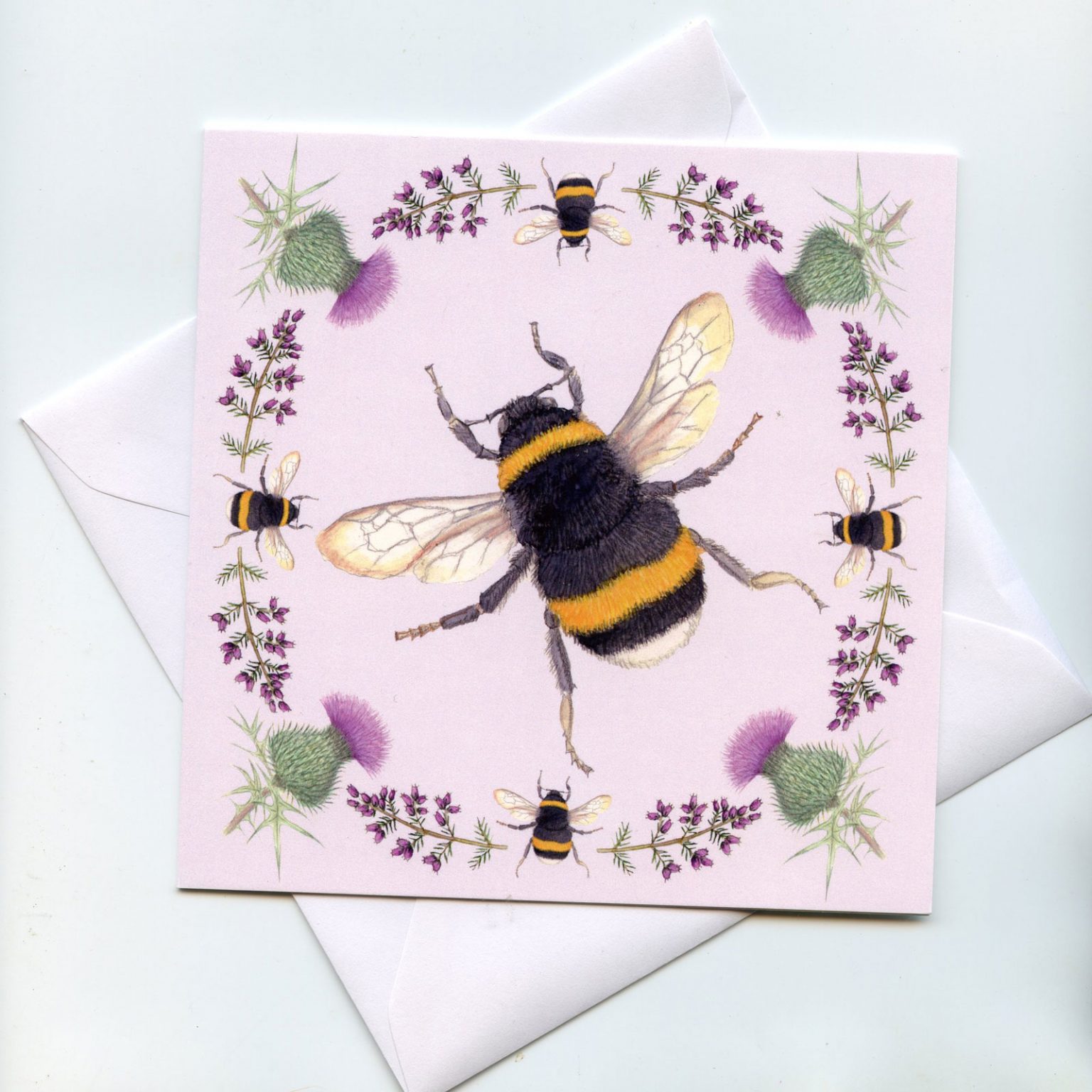 Bumblebee Blank Square Greetings Card