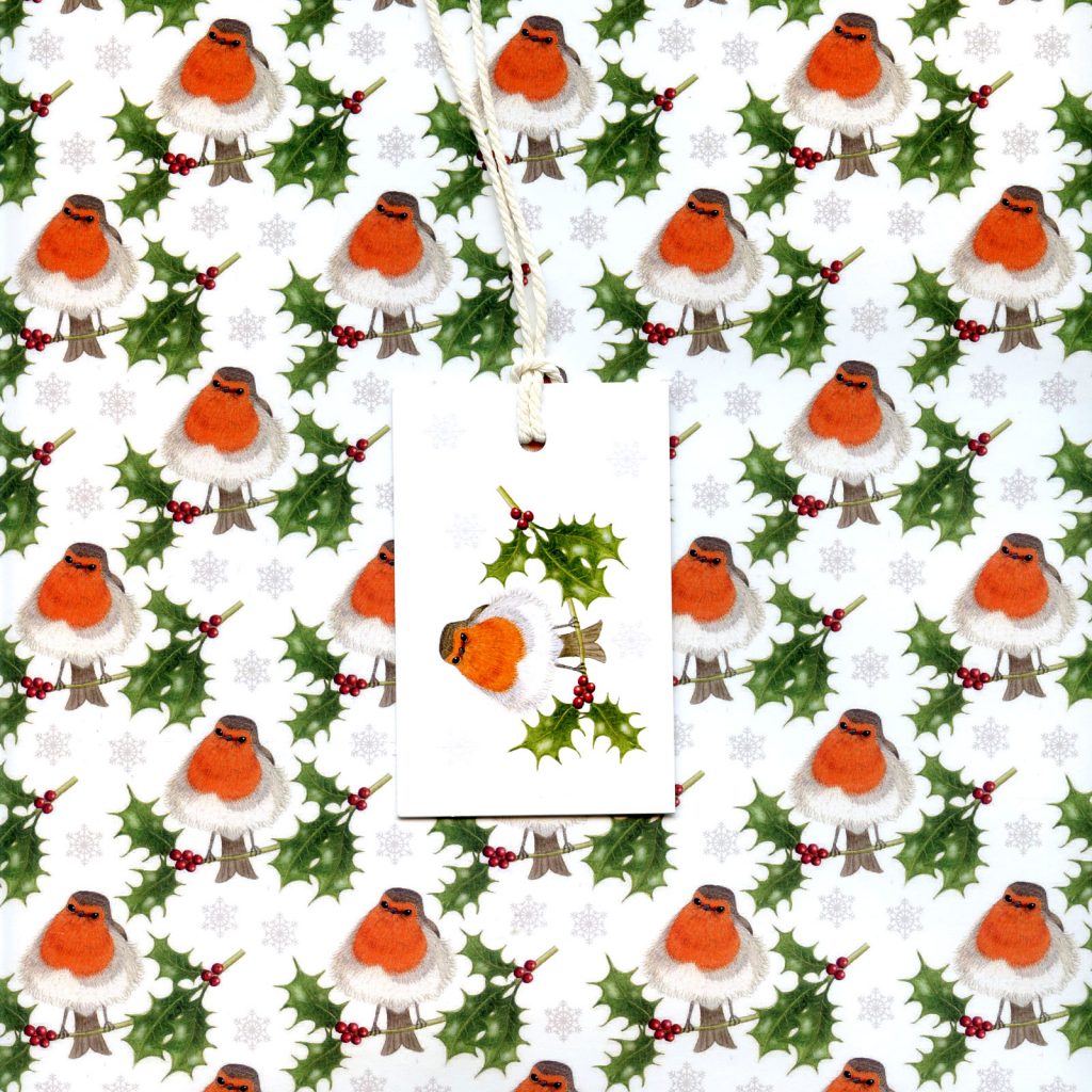 Christmas Snowy Robin Gift Wrap and Tags
