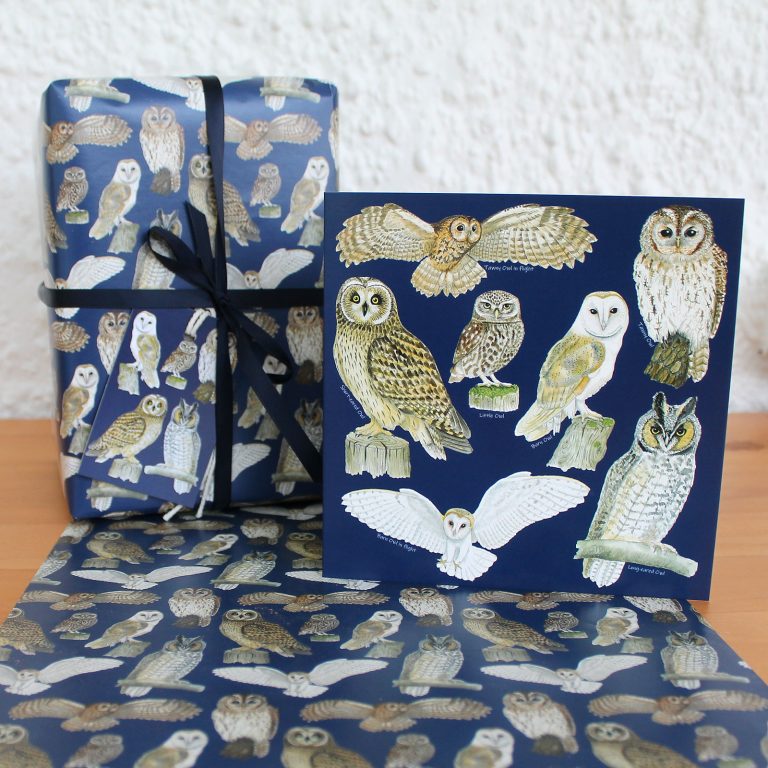 British Owls Gift Wrap, Quality Bird Wrapping Paper