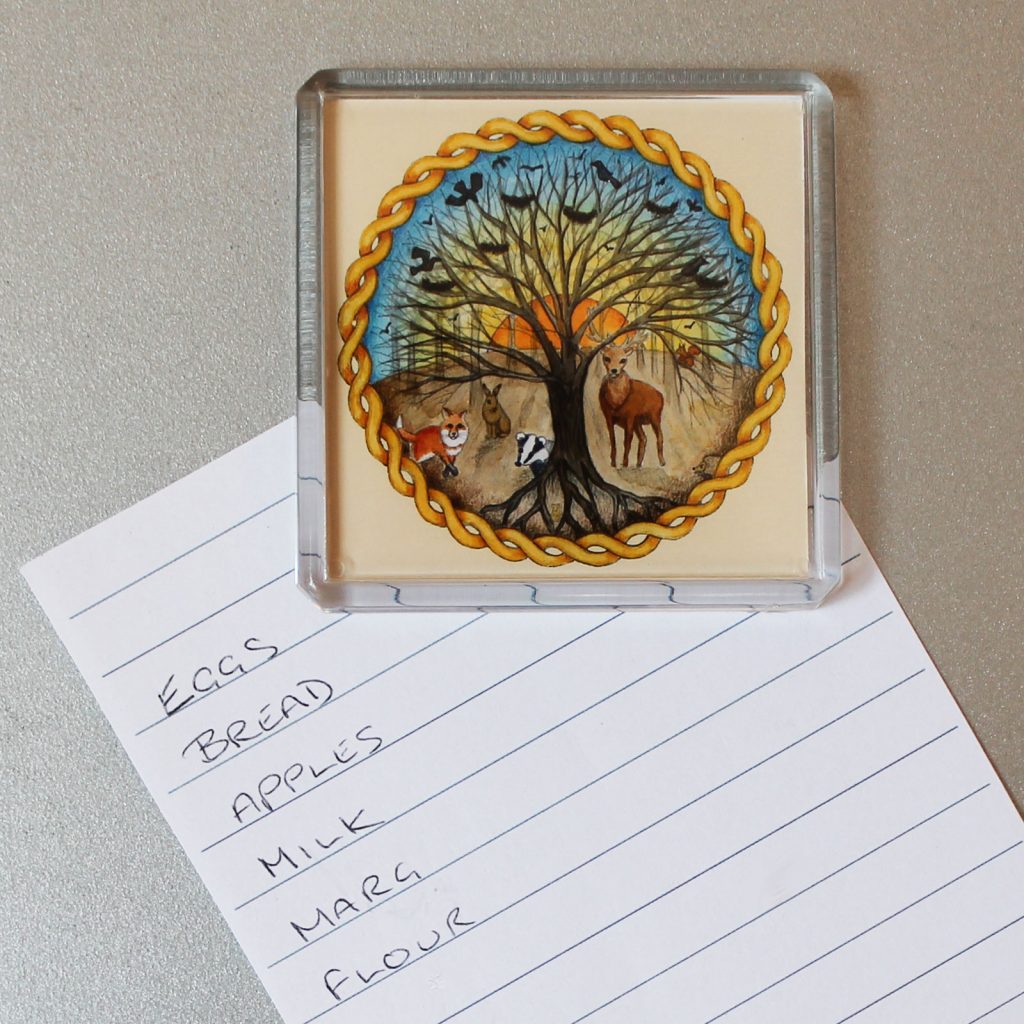 Large Square Acrylic Celtic Forest Magnet