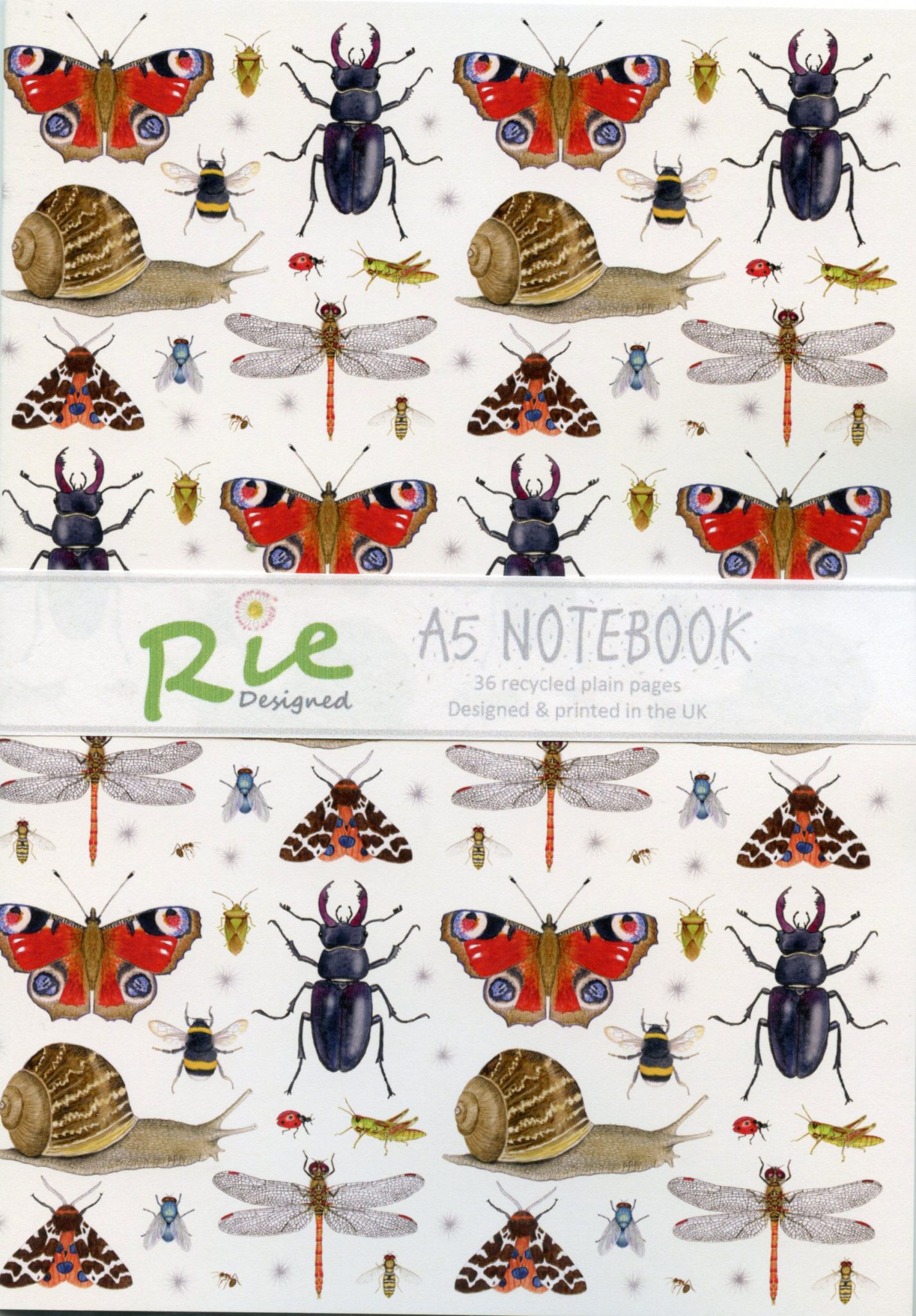 Minibeasts A5 Plain Paper Recycled Notebook