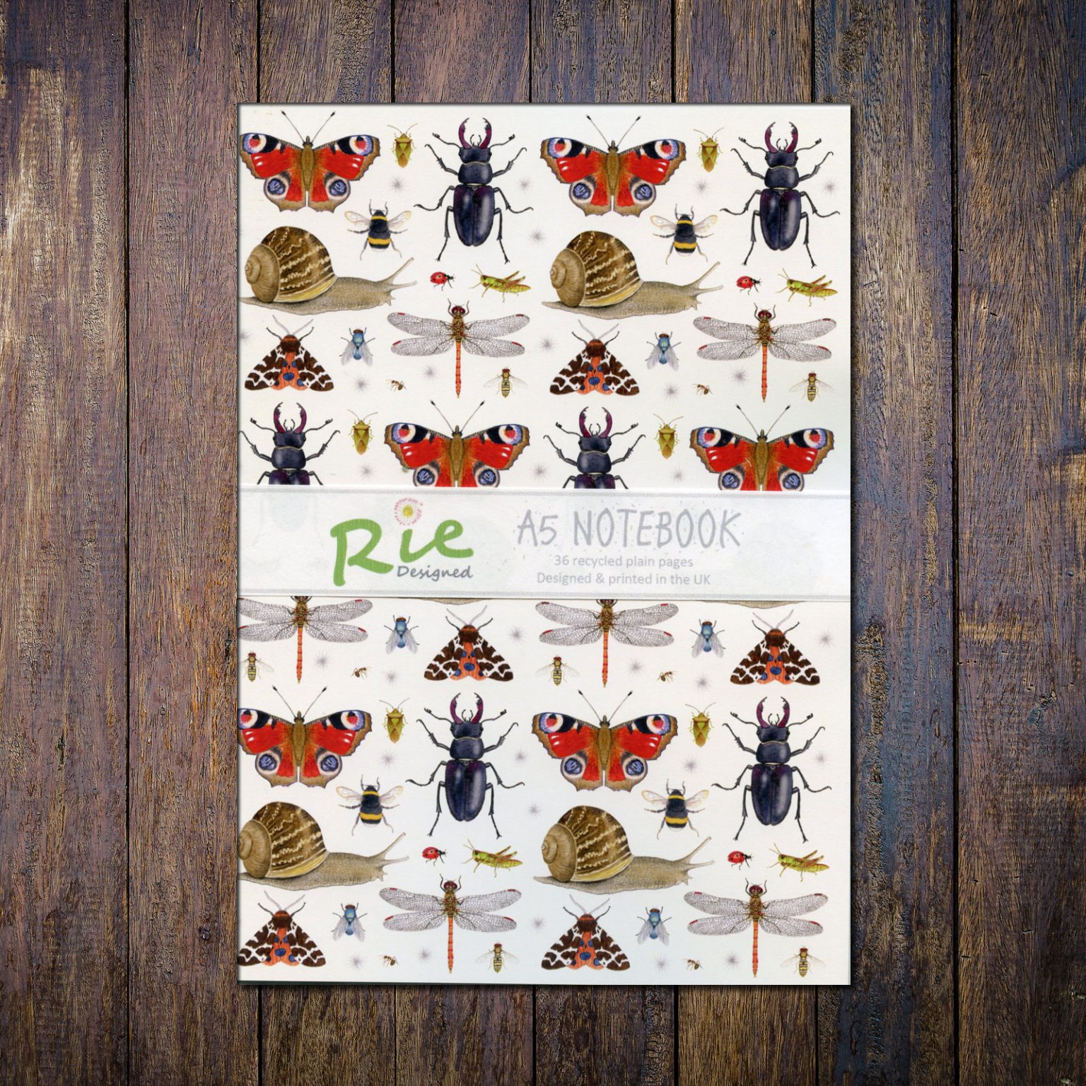 Minibeasts A5 Plain Paper Recycled Notebook