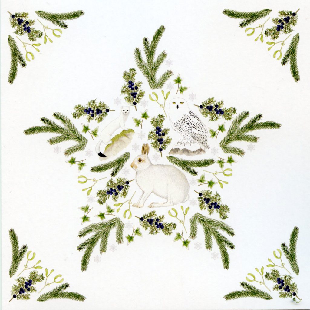 Yuletide Snowy Creatures Star Christmas Card