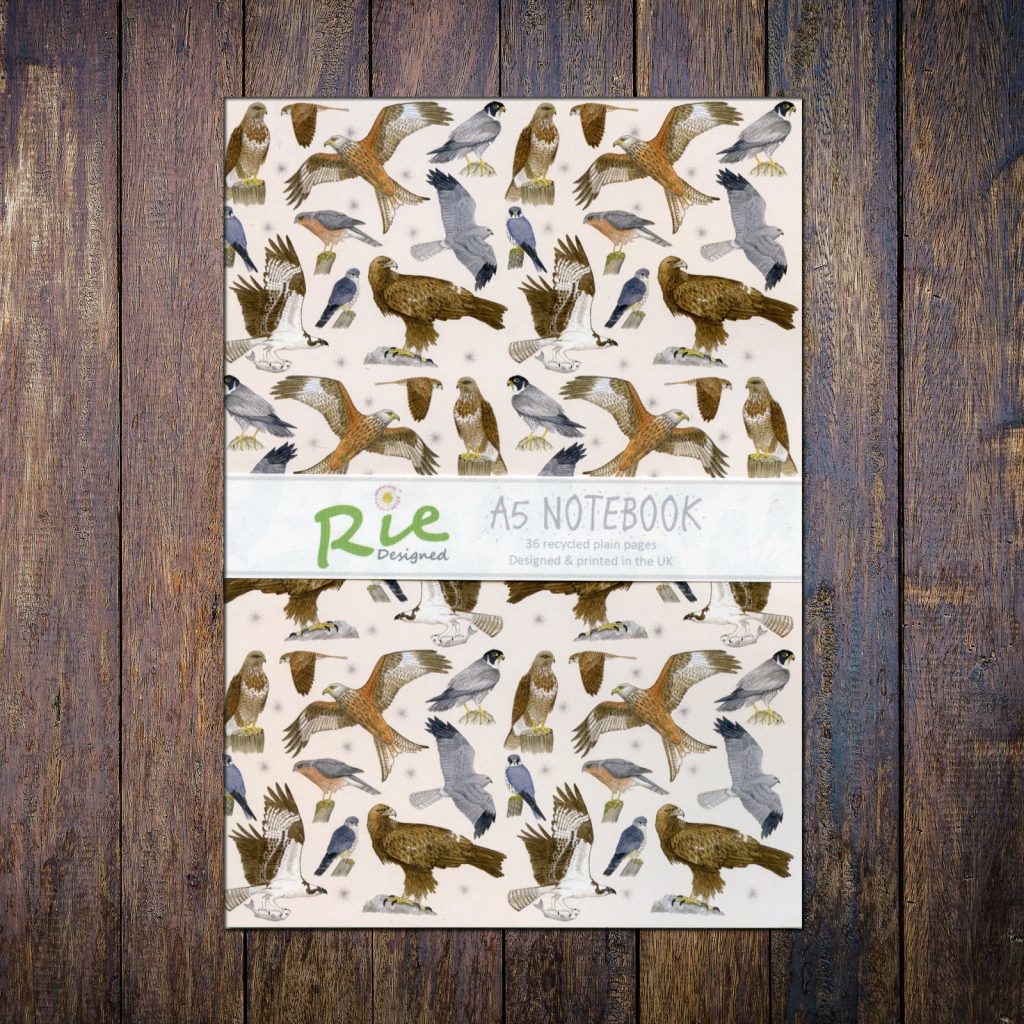 Birds of Prey A5 Plain Paper Recycled Notebook