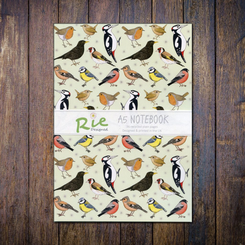 Garden Birds A5 Plain Paper Recycled Notebook – Rie Designed
