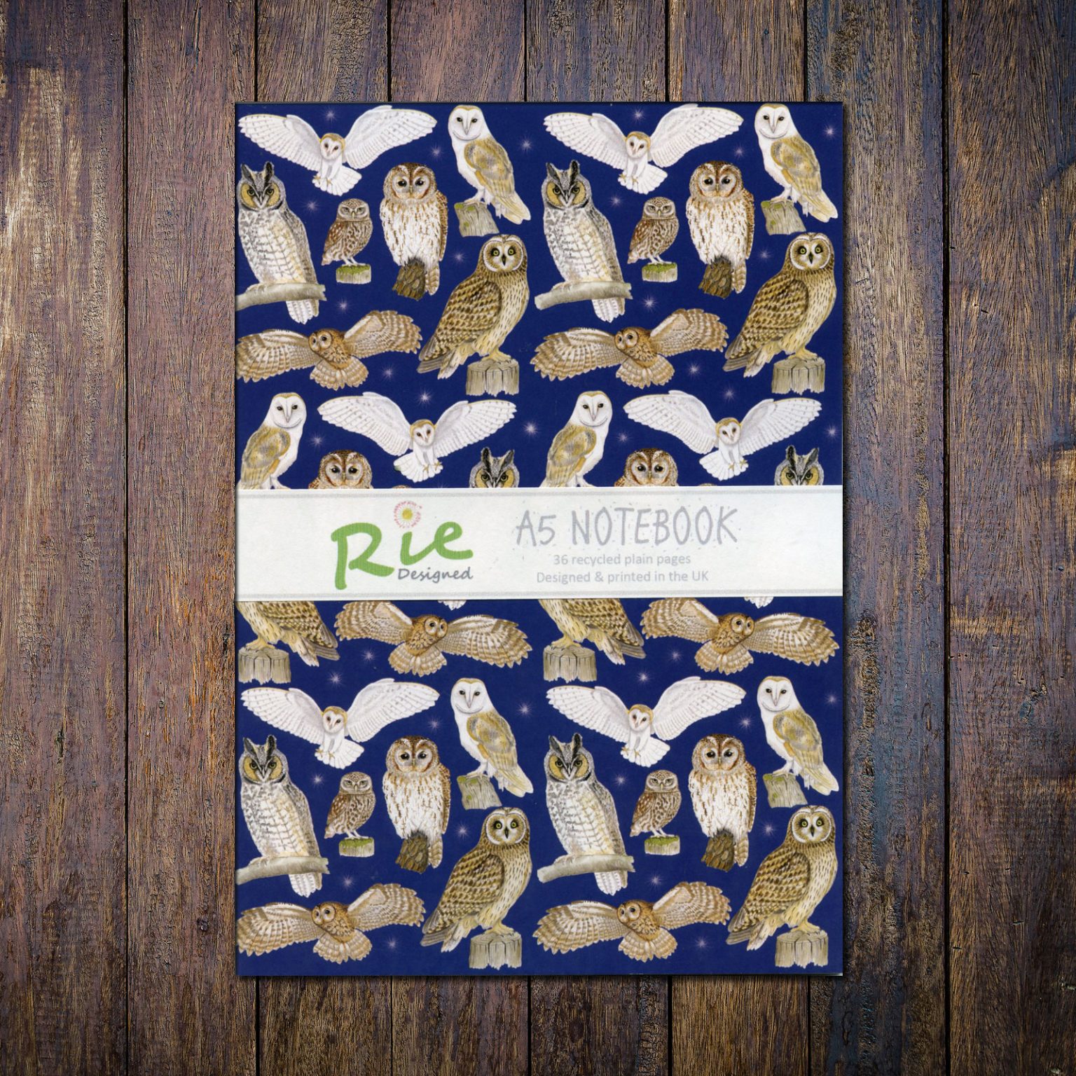 Owls A5 Plain Paper Recycled Notebook